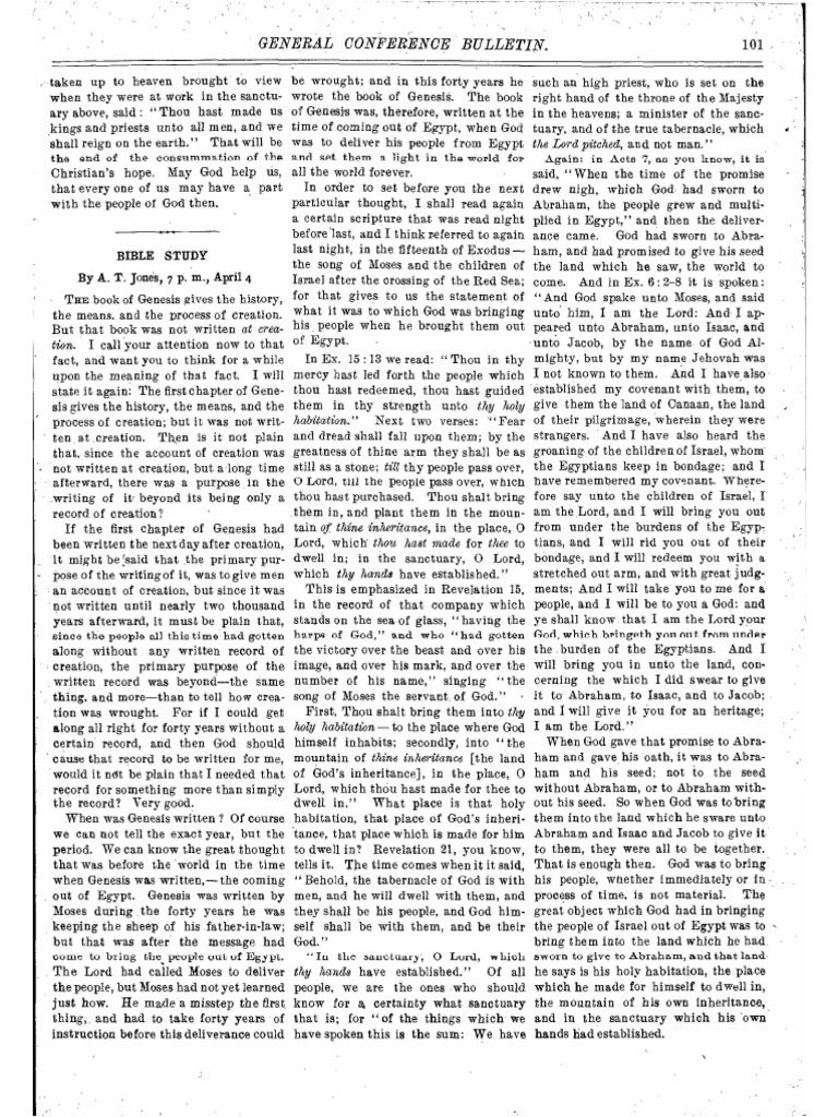 Purpose of Genesis 1901 GCB | PDF