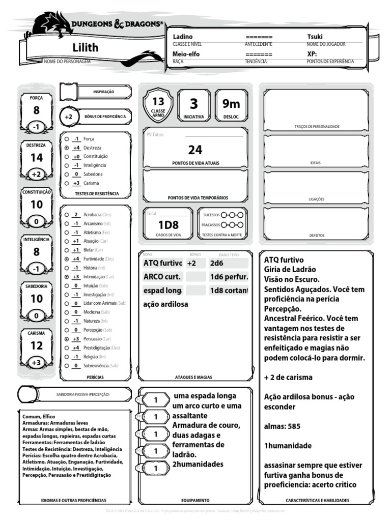 ficha- tsuki - lilith (1) | PDF