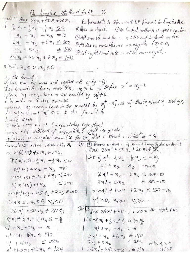 Part 2 Simplex Method For LP | PDF