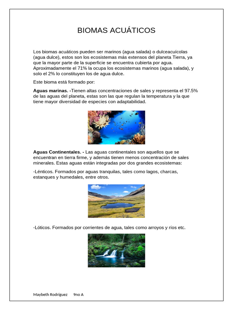 Biomas Acuáticos Maybeth | PDF