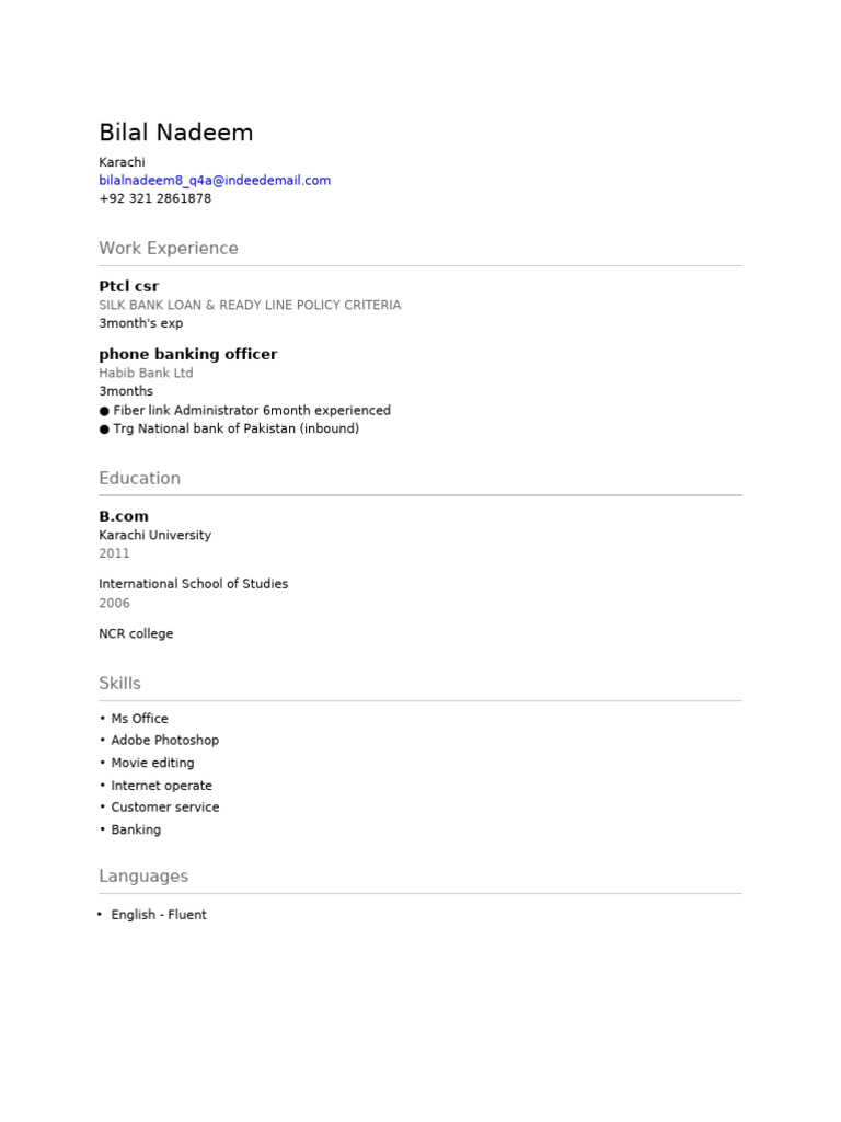 Cv Bilal Nadeem | PDF
