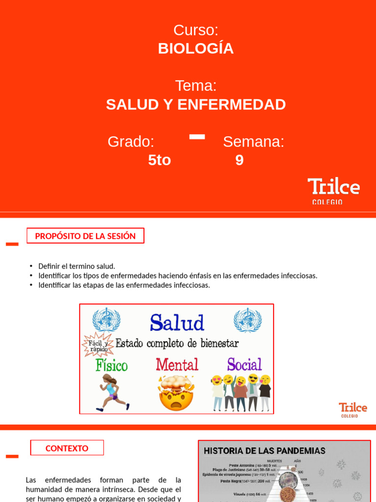 Bio 5º SM - Salud y Enfermedad - Sem 9 | PDF | Infección | Patógeno