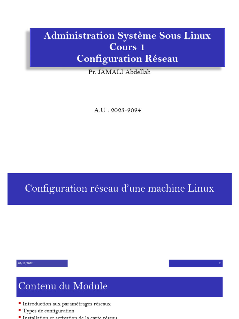 1 - Configuration Réseau Sous Linux | PDF | Adresse IP | Linux