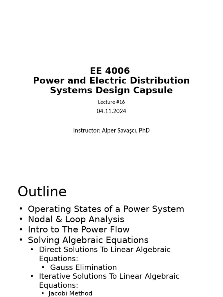 EE4006_Lect_16 | PDF | Electrical Network | Mathematical Analysis
