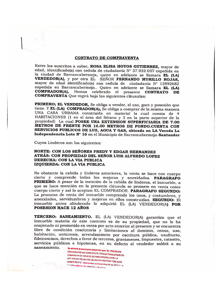 Compraventa Fernando Murillo - 072732 | PDF