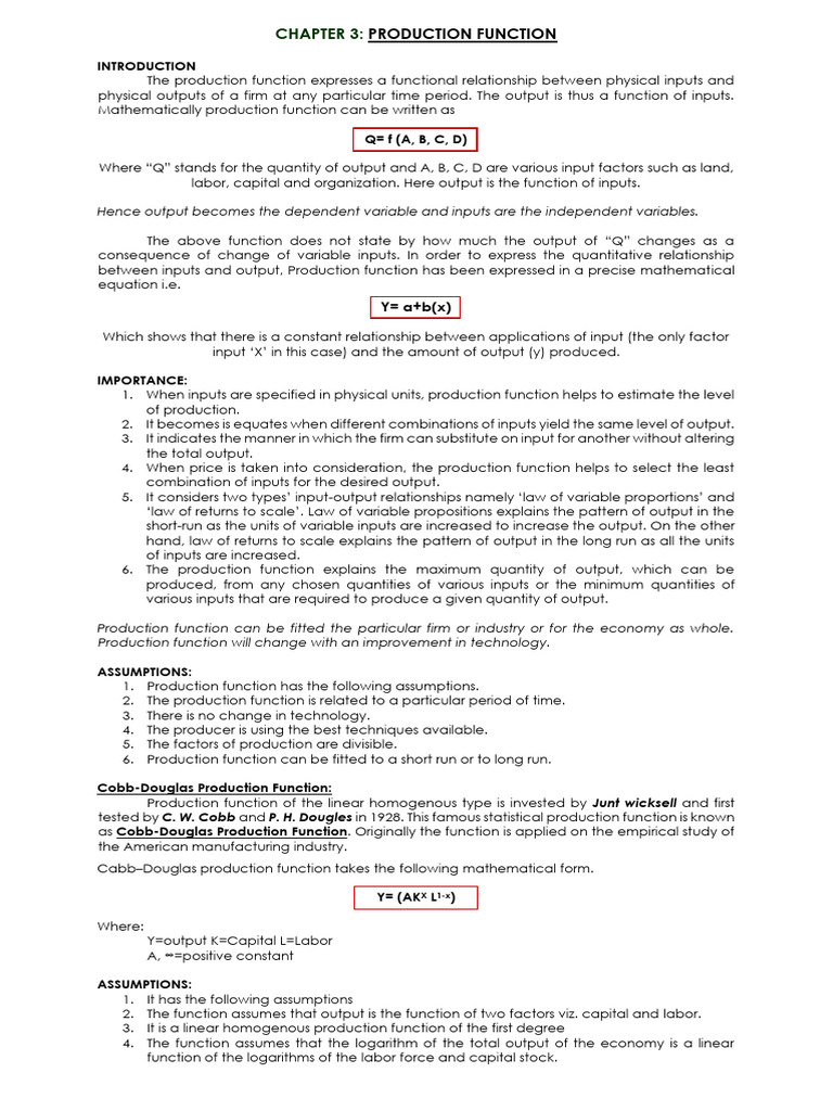 Chapter 3. Production Function | PDF | Production Function | Business