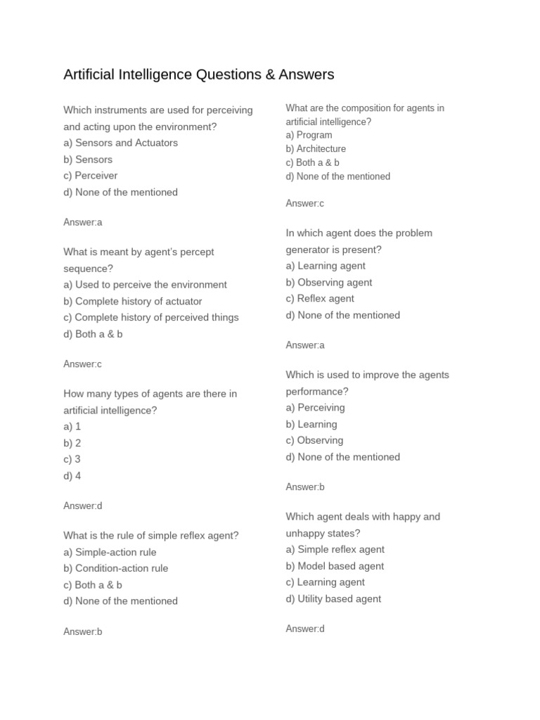 Artificial Intelligence QandA | PDF | Algorithms And Data Structures | Algorithms