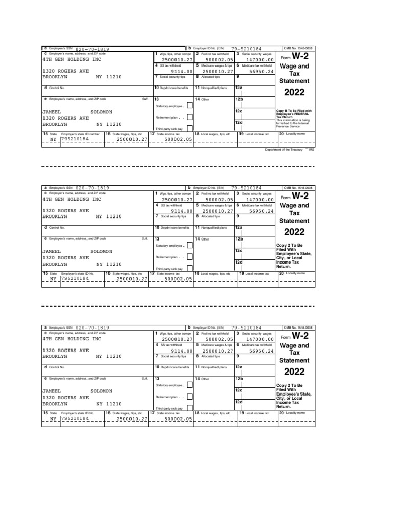 2022 W2 | PDF | Irs Tax Forms | Social Security (United States)