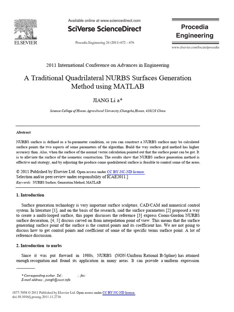 Quadrilateral NURBS Surface Generation in MATLAB | PDF | Mathematical ...