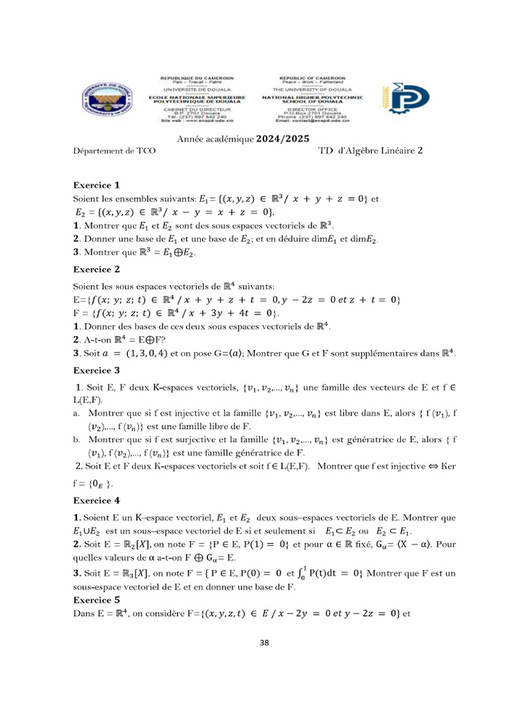 TD Algebre Ii-2024-2025 | PDF