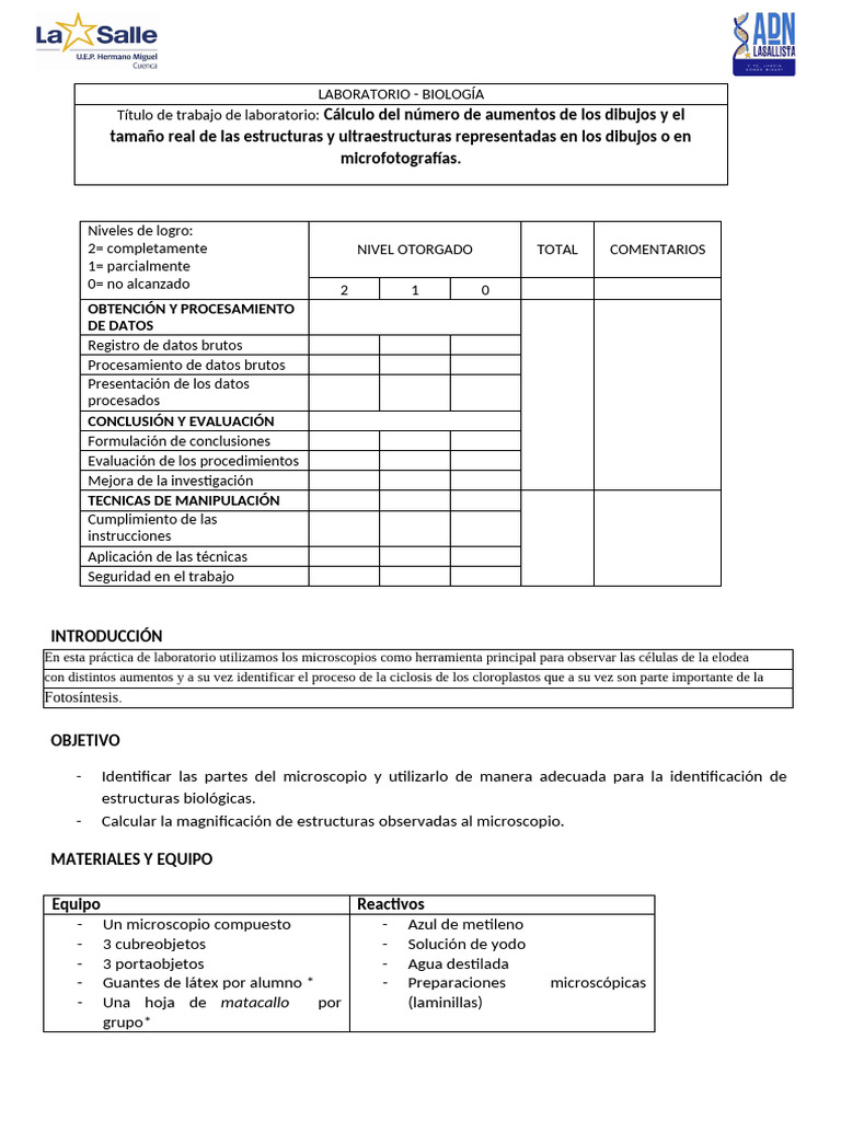 Informe CCNN | PDF | Microscopio | Laboratorios