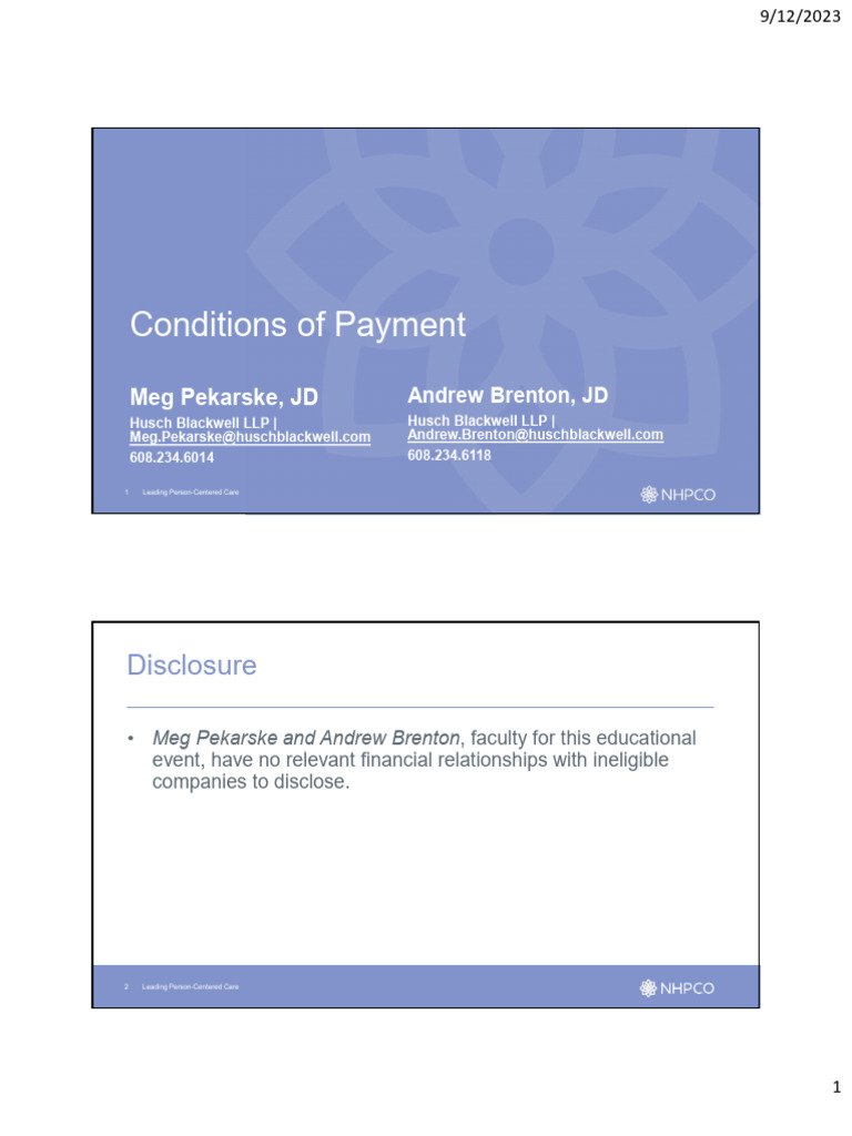 Conditions of Payment | PDF | Medicare (United States) | Hospice