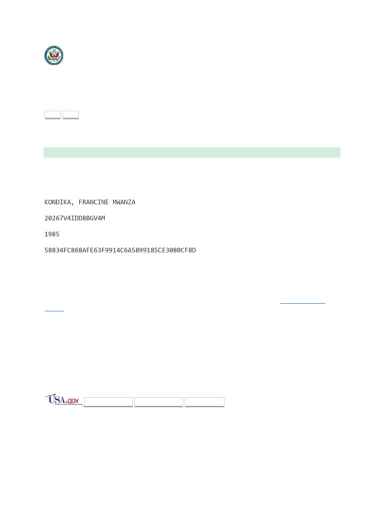 DV Lottery 2026 Confirmation Details | PDF