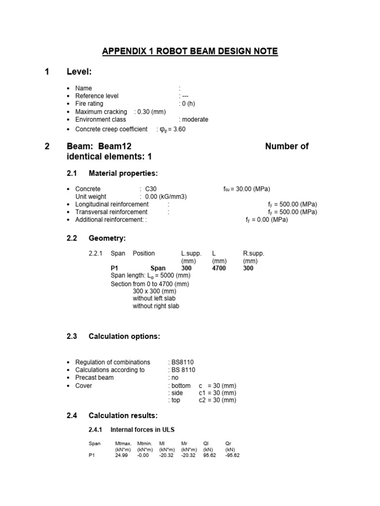 APPENDIX 1 ROBOT BEAM DESIGN NOTE | PDF | Materials | Mechanical ...