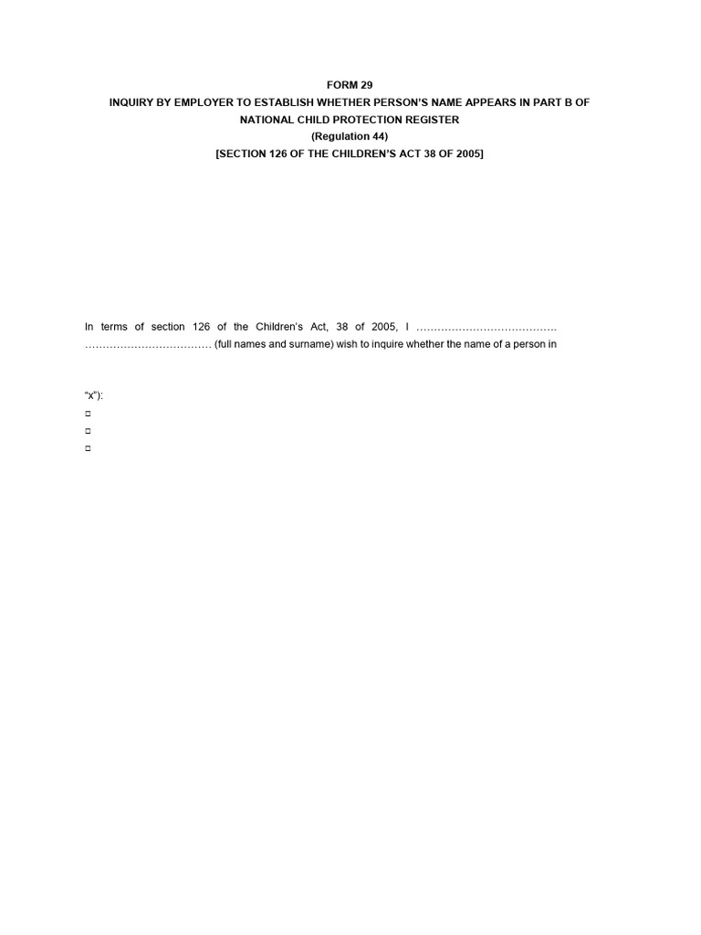 Inquiry for Child Protection Register | PDF