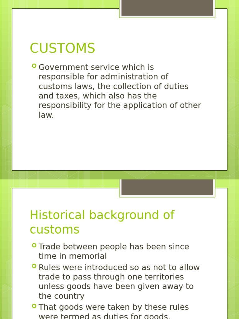 CUSTOMS-introduction | PDF | Customs | Taxes