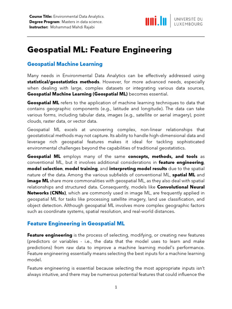 Geospatial ML - Feature Engineering | PDF | Principal Component Analysis | Eigenvalues And ...