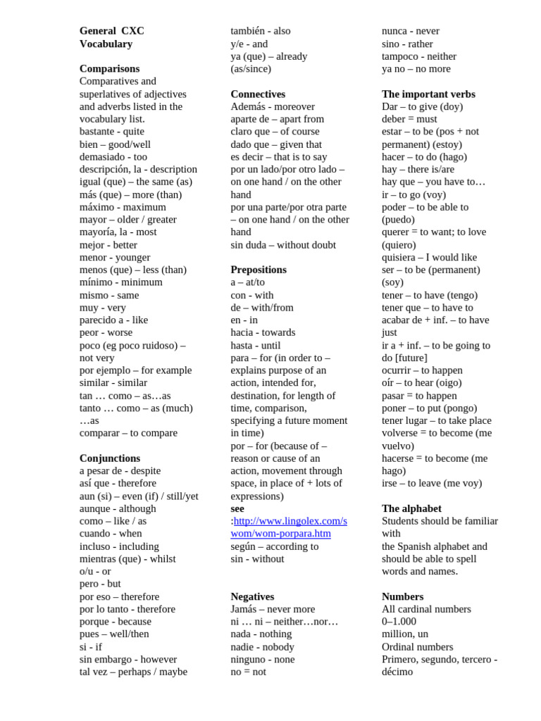 Cxc-General Vocabulary List1-1 | PDF