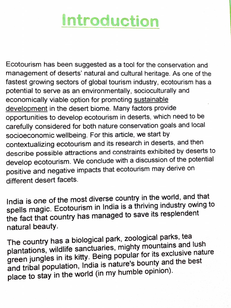 Ecotourism in India's Deserts: Opportunities | PDF | Quantitative ...