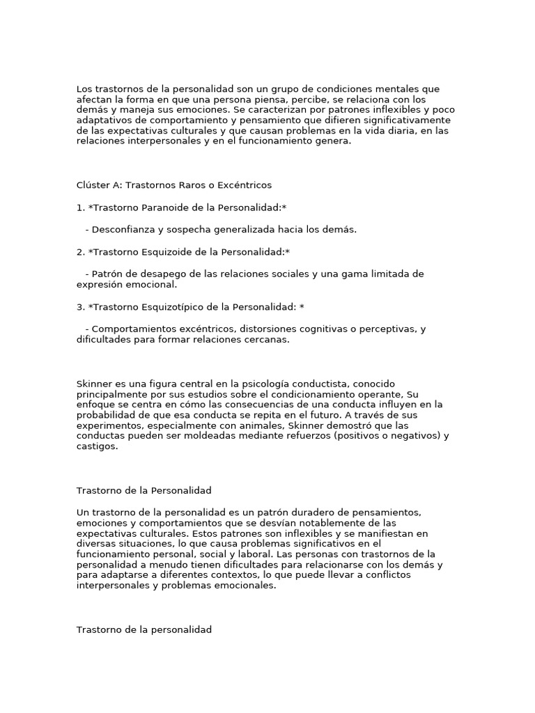 Los Trastornos de La Personalidad Son Un Grupo de Condiciones Mentales ...
