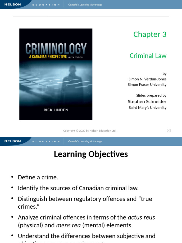 Ch03 PPT Linden Crim 9e | PDF | Mens Rea | Crimes