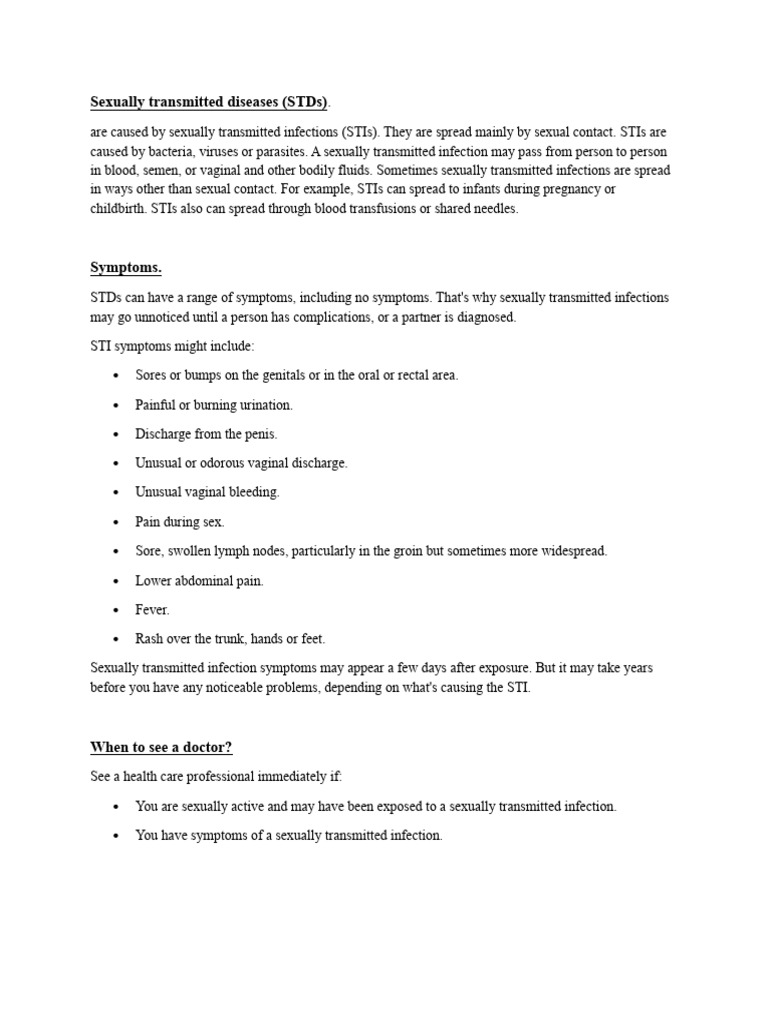 Sexually Transmitted Diseases | PDF | Sexually Transmitted Infection ...