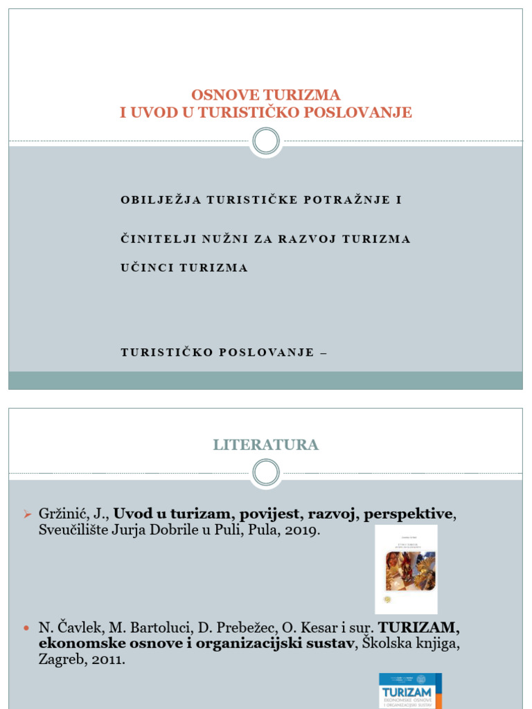 2023 - Osnove Turizma I Uvod U Turističko Poslovanje | PDF