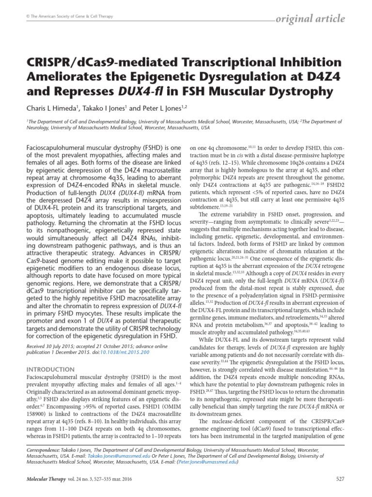 CRISPR DCas9 Mediated Transcriptional Inhibition A | PDF | Gene ...