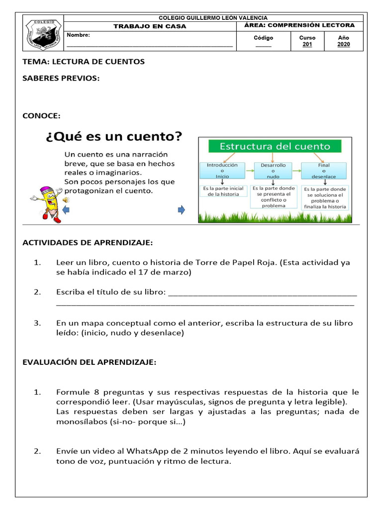 Actividades de Comprensión Lectora | PDF