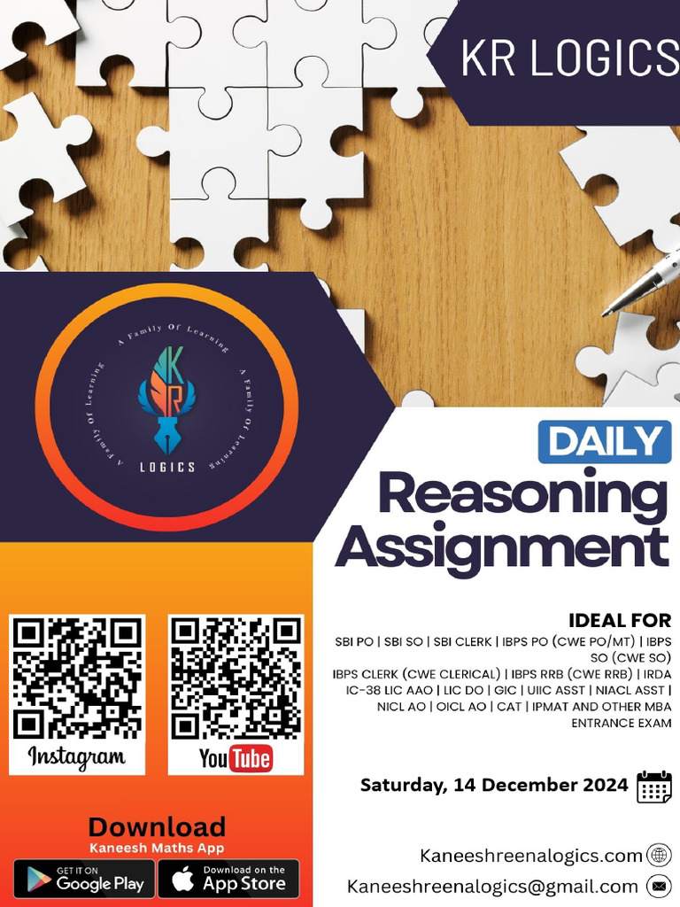 14-Dec-24 - Kaneesh Maths-Daily Bank Reasoning Assignment-E | PDF