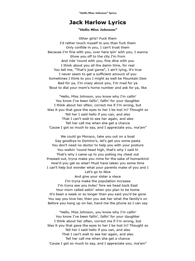 Hello Miss Johnson | PDF