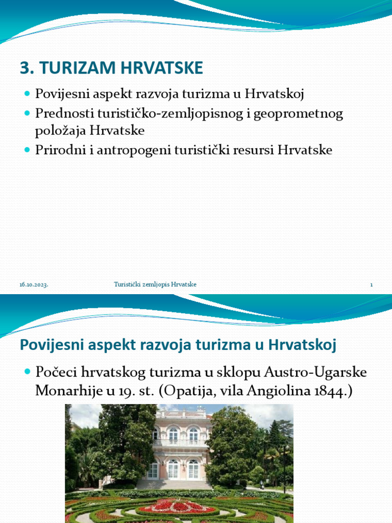3 Turisticki Zemljopis Hrvatske, Turizam RH | PDF