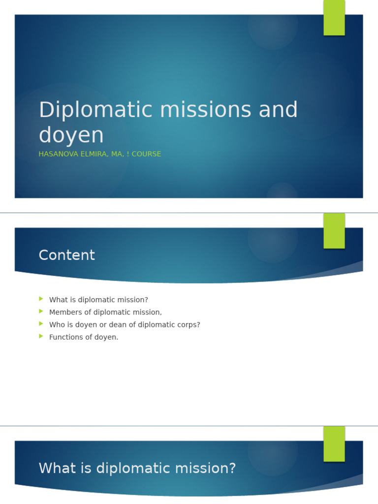 Diplomatic Missions Pptx | PDF | Diplomatic Mission | Consul ...