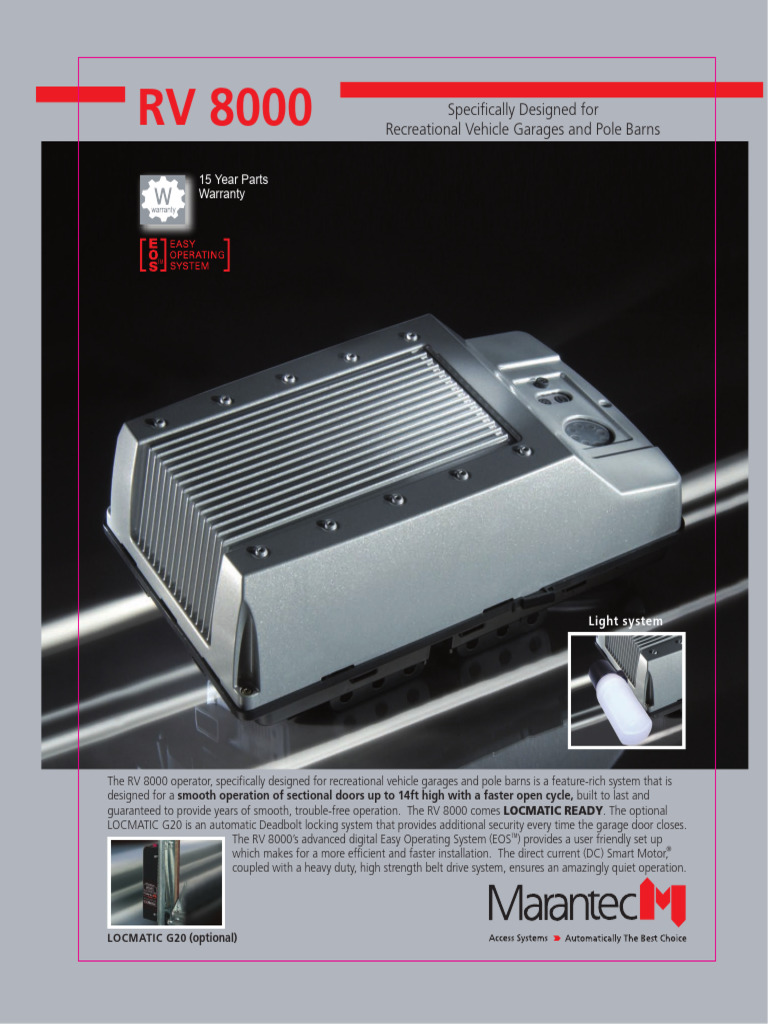 Marantec RV 8000 Garage Door Opener | PDF | Compact Fluorescent Lamp | Door
