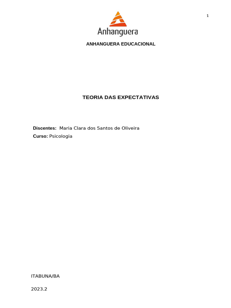 Teoria das Expectativas em Motivação | PDF | Motivação | Motivacional