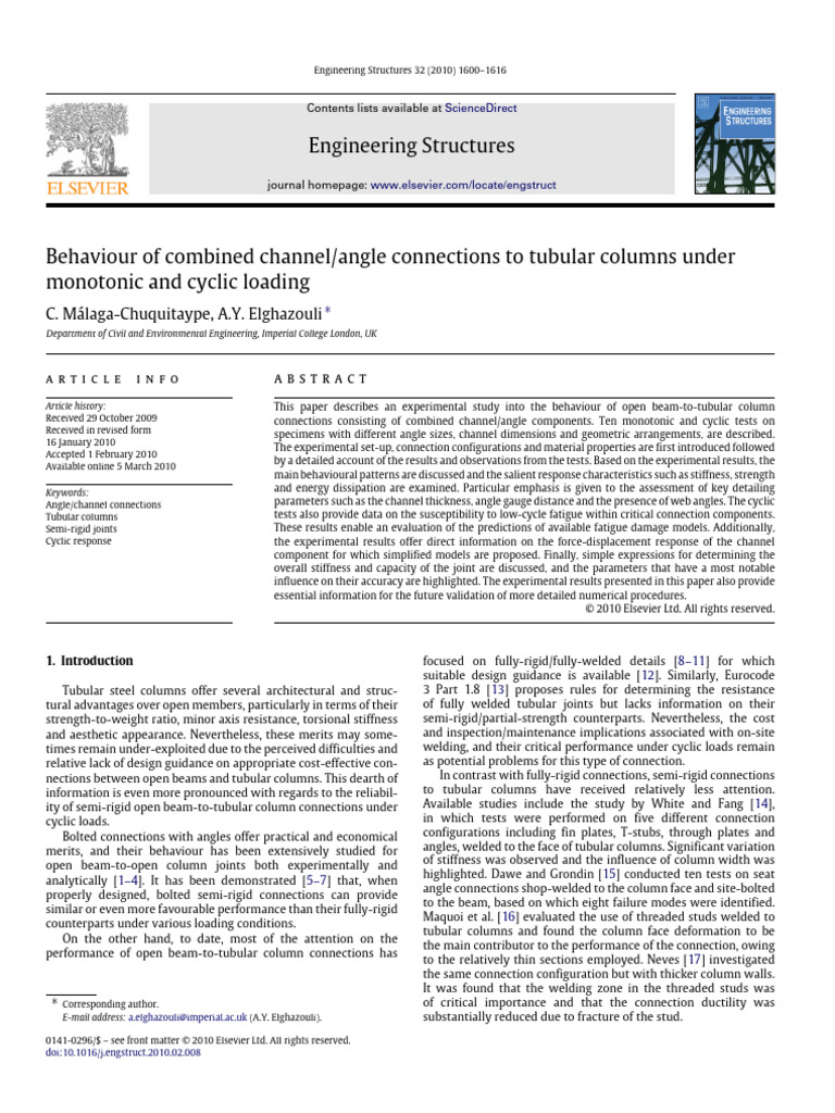 2010-Behaviour of Combined Channel Angle Connections To Tubular Columns ...