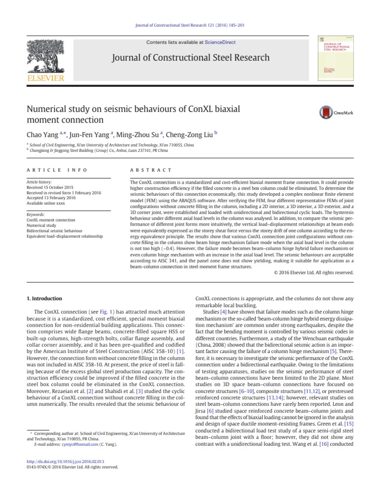 Numerical Study On Seismic Behaviours of ConXL Biaxial Moment ...