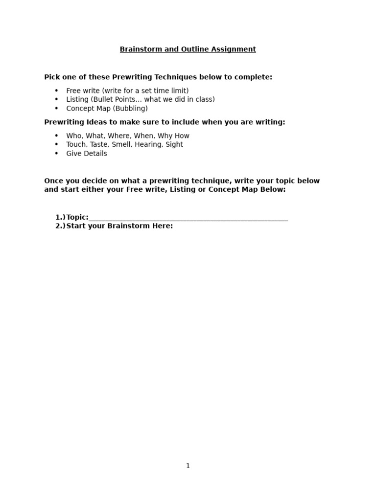 Prewriting Outline Page and Outline of PowerPoint | PDF | Human ...
