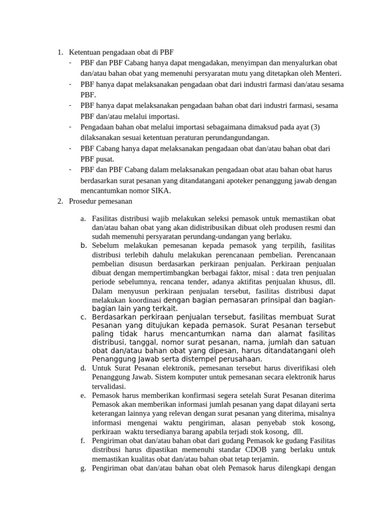 Pengadaan Obat di PBF dan CDOB | PDF