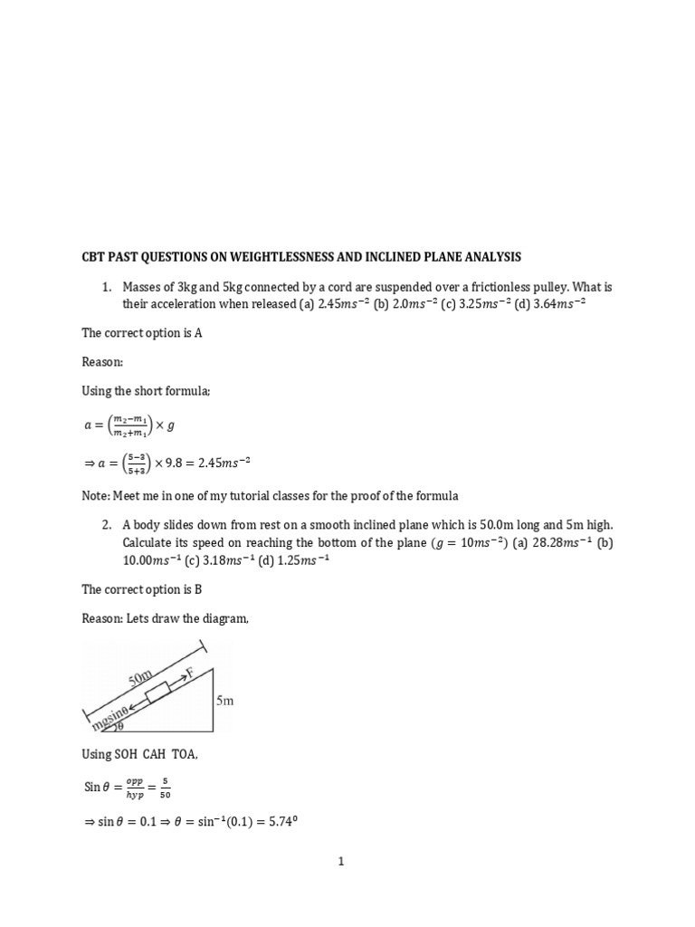Prof Q&A on Weightlessness and Inclined Plane Analysis | PDF | Force | Pendulum