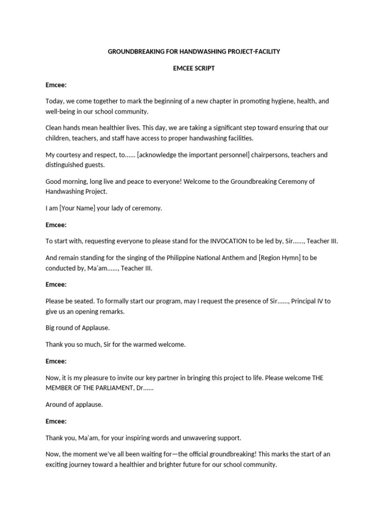 Groundbreaking Ceremony - Handwashing Facility EMCEE SCRIPT-WPS Office ...