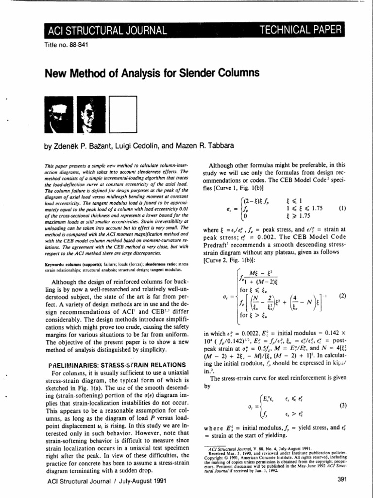 New Analysis Method for Slender Columns | PDF | Deformation ...