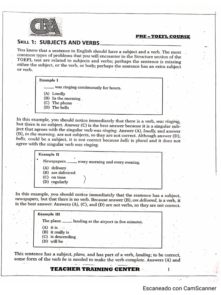 Pre-Toefl Part A | PDF