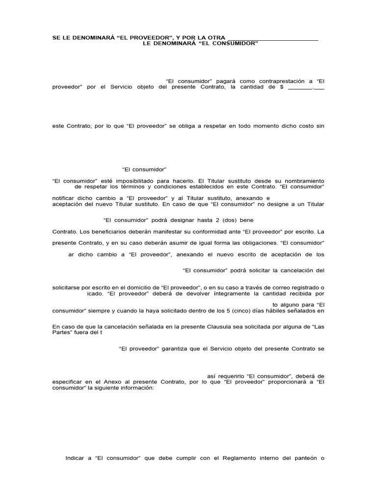 Contrato de Servicios Funerarios a Plazos | PDF | Cheque | Pagos