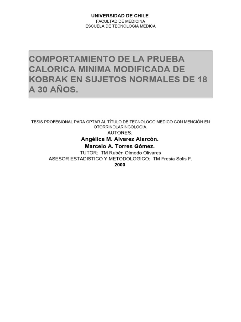 Prueba Calórica Mínima en Sujetos Normales | PDF | Medicina | Órganos ...