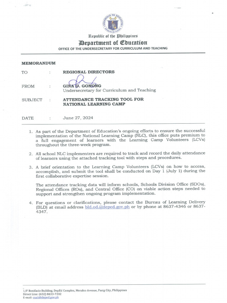 Memorandum Attendance Tracking Tool For NLC | PDF
