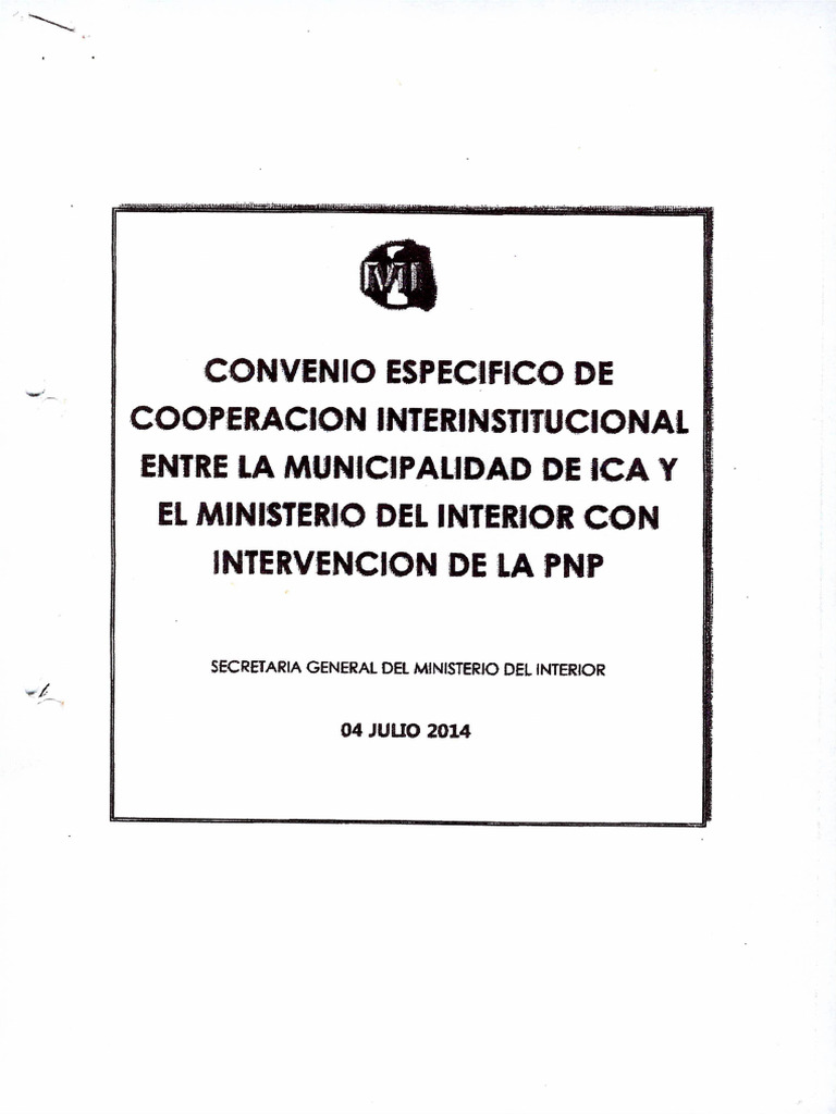 Convenio De Seguridad En Ica Pdf Presupuesto Gobierno
