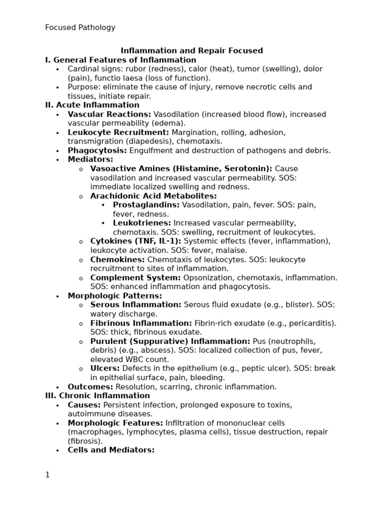 Inflammation and Repair Overview | PDF | Inflammation | Scar