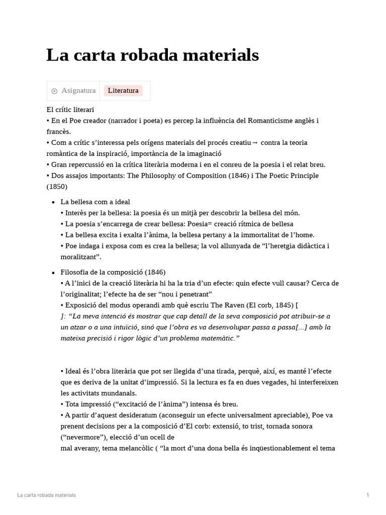 La Carta Robada Materials | PDF