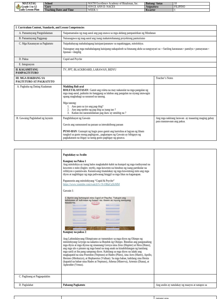 Q1-W1-Lp-Filipino 10 | PDF
